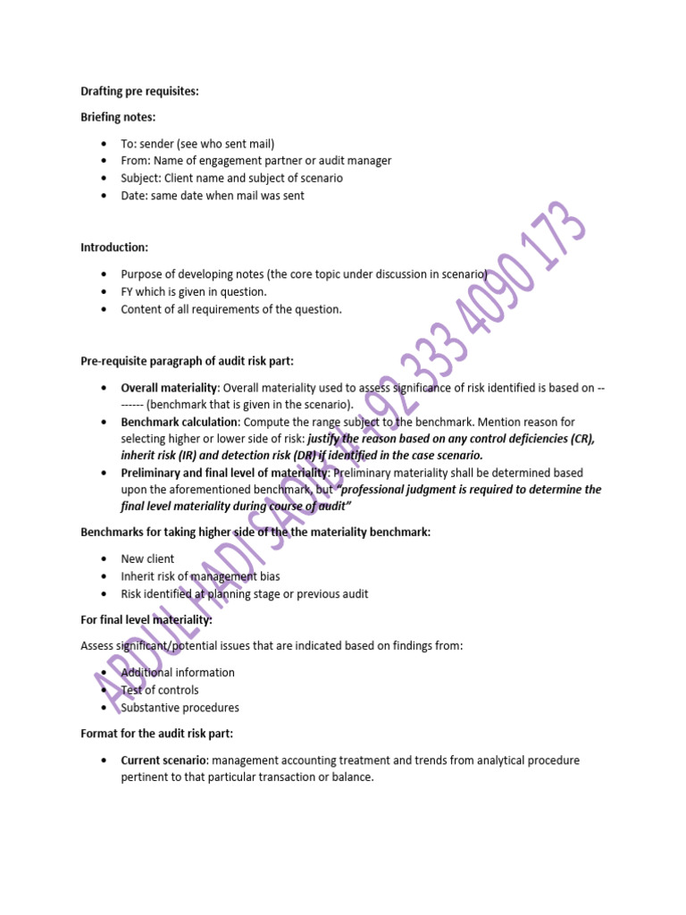 Audit Risks - Scenario Wise Except IFRS | PDF | Audit | Risk