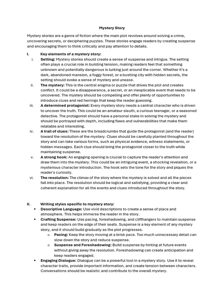 Mystery Story_Grade 8 | Download Free PDF | Thriller (Genre)