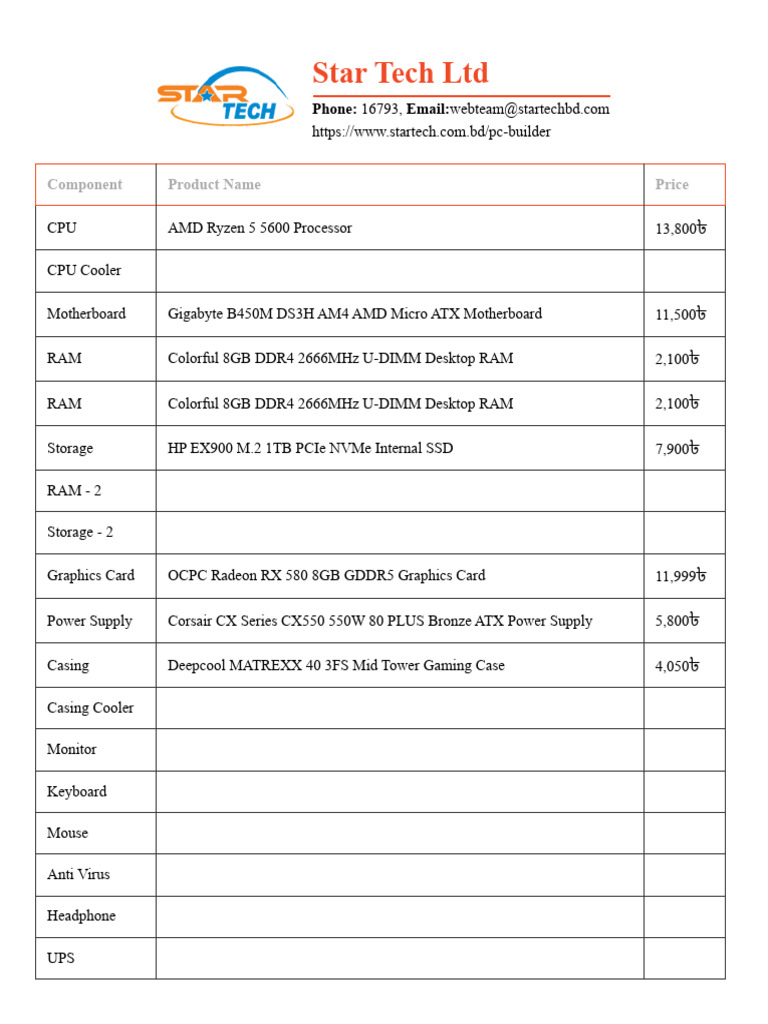 PC Budget 60K | PDF | Computers