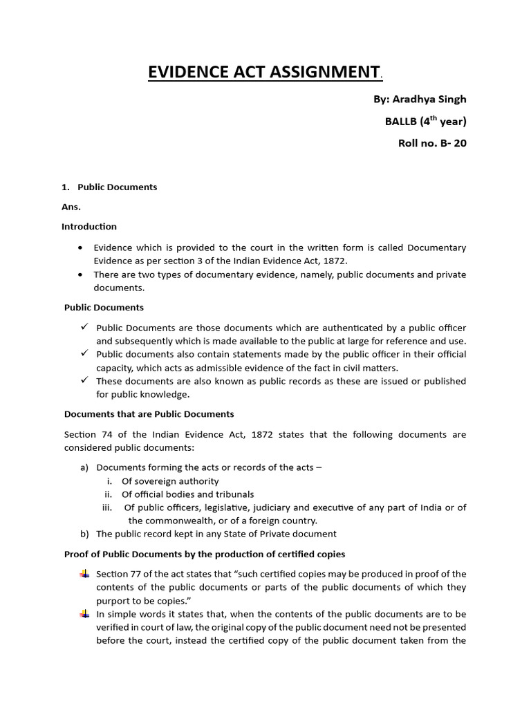 Evidence Act Assignment | PDF | Estoppel | Evidence (Law)