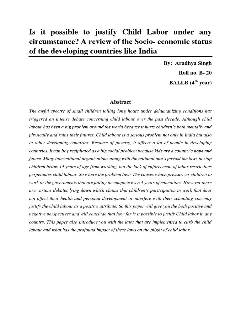 Is It Possible To Justify Child Labor Under Any Circumstance | PDF ...