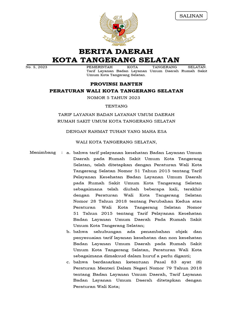 Perwal 5 Tahun 2023 | PDF