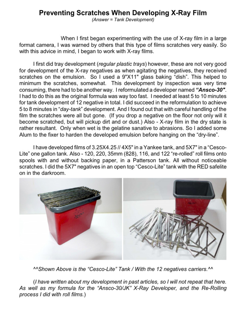 Scratch-Free X-Ray Film Development | PDF | Imaging | Photography Equipment