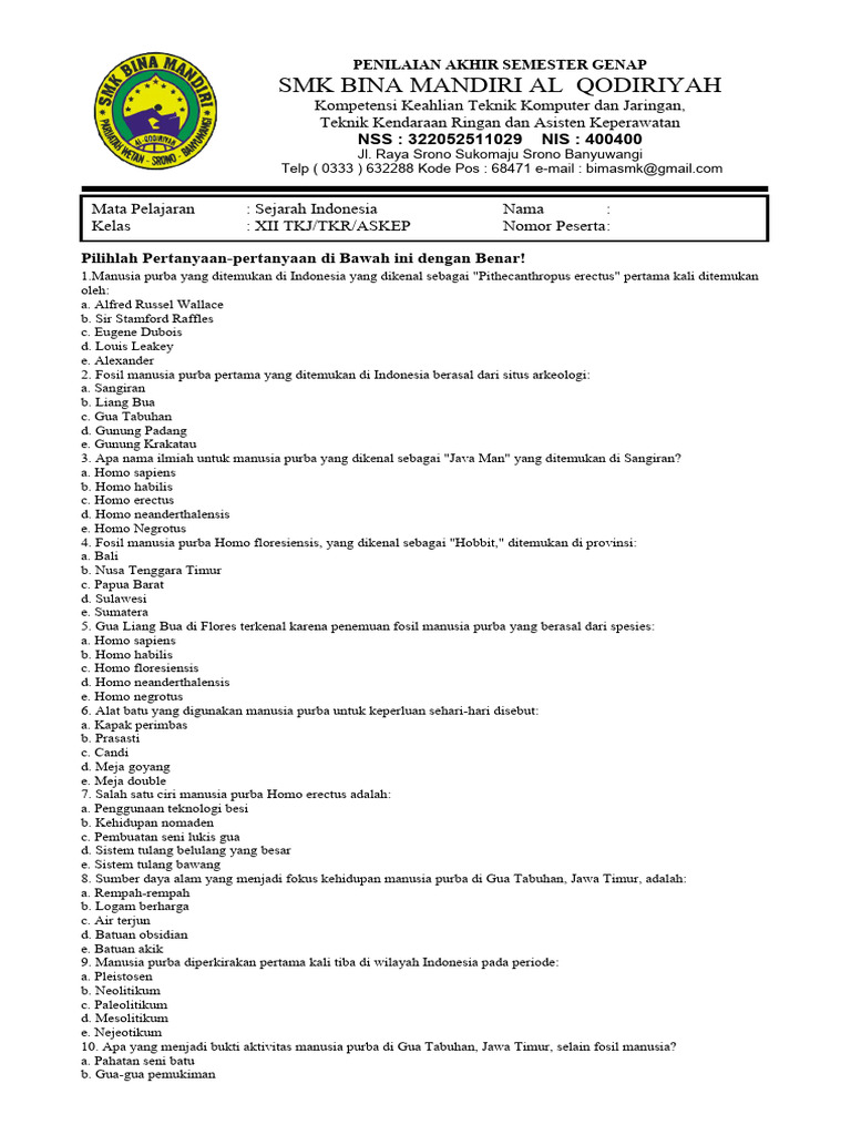 UAS UTS 12 Sejarah Indonesia 2024 | PDF | Perjalanan
