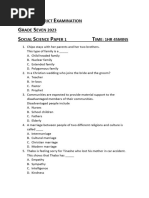 Grade 7 Social Science Paper 1-1 | PDF | Zimbabwe | Marriage