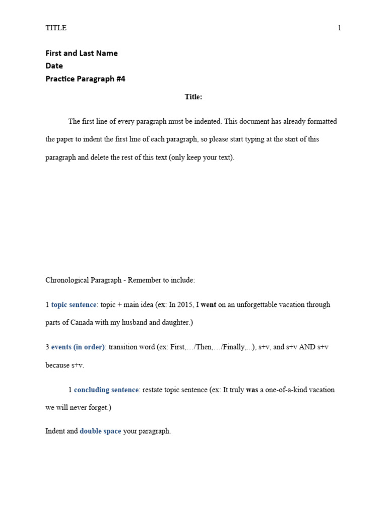 Chronological Paragraph Writing Guide | PDF