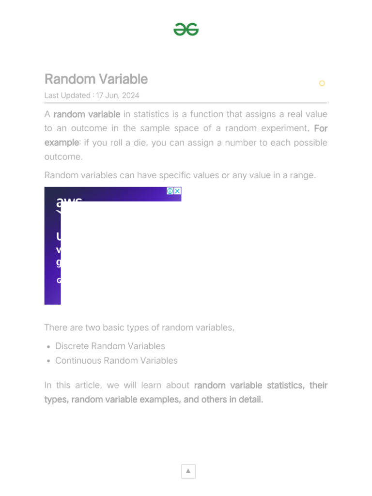 Random Variables_ Definition, Types, Examples & Formula | PDF | Random Variable | Probability ...