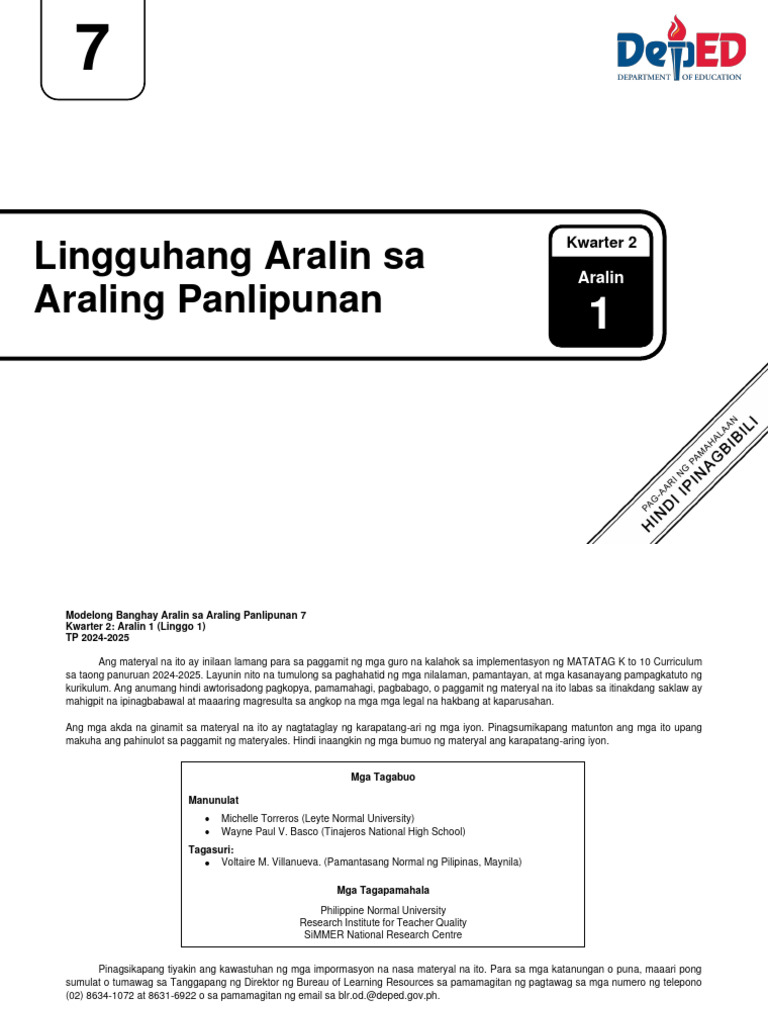 LE - Q2 - AP7 - Lesson 1 Week 1 | PDF