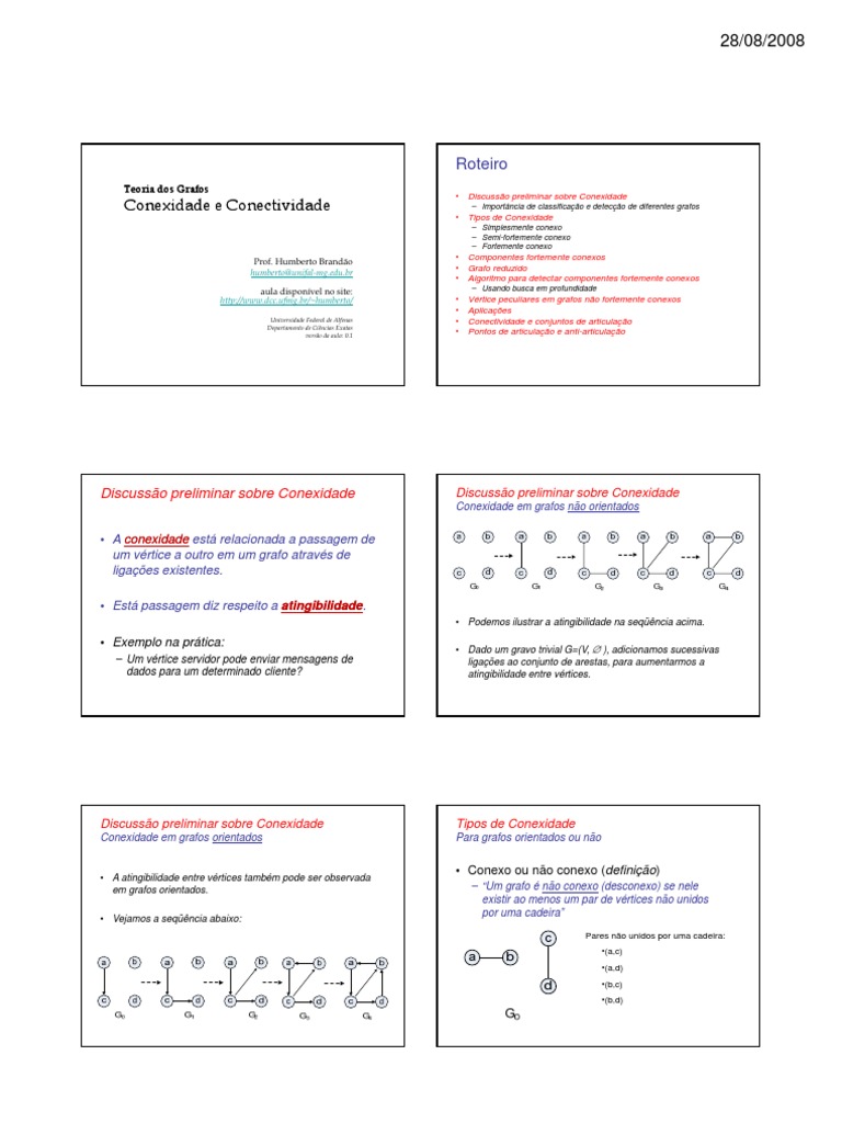 Conexidade em Grafos: Tipos e Algoritmos | PDF | Teoria dos Gráficos ...