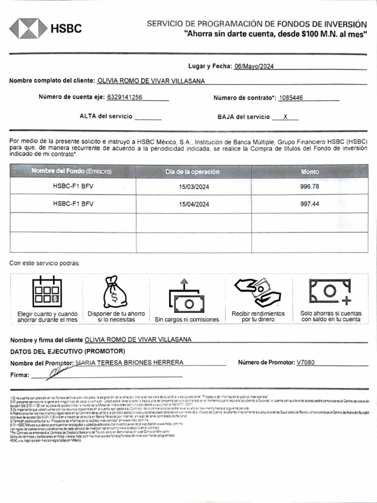 Servicio de Programación de Fondos HSBC | PDF | Empresas de servicios financieros | Dinero
