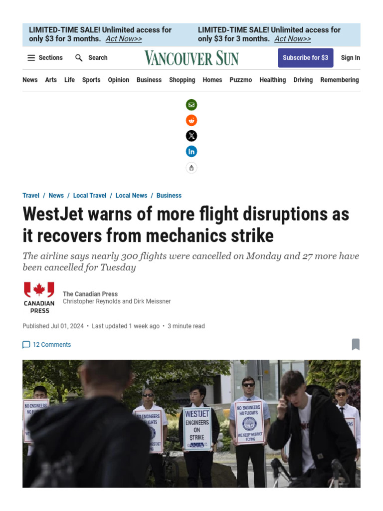 WestJet Flight Disruptions Post-Strike | PDF