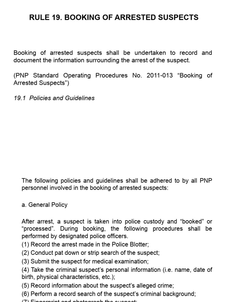 Rule 19, PNP OPM | PDF | Arrest | Police