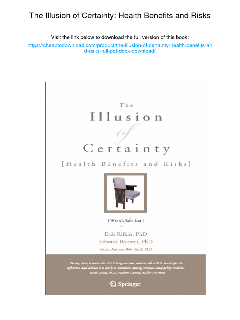The Illusion of Certainty: Health Benefits and Risks., 978-0387485706 | PDF | Risk | Risk Assessment