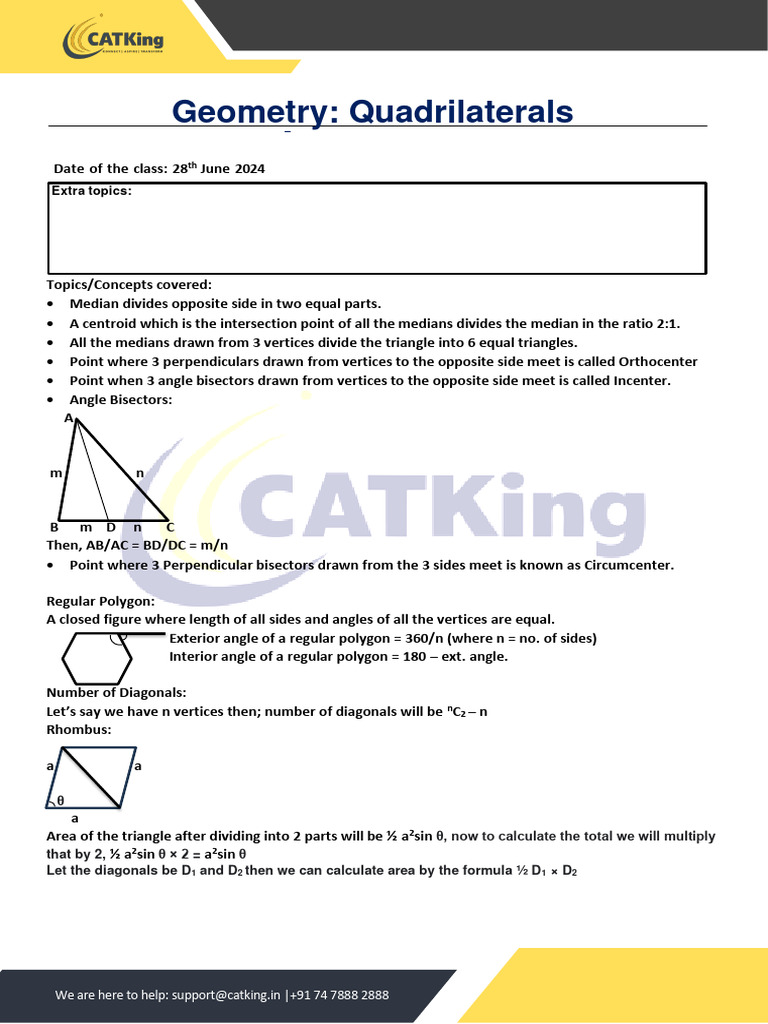 28th June - A2 - Geometry Quadrilaterals | PDF | Triangle | Area