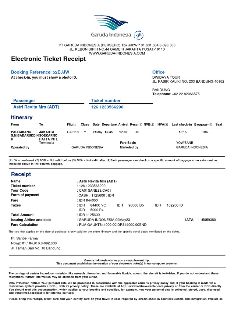 Your Electronic Ticket Receipt-6 | PDF | Dangerous Goods
