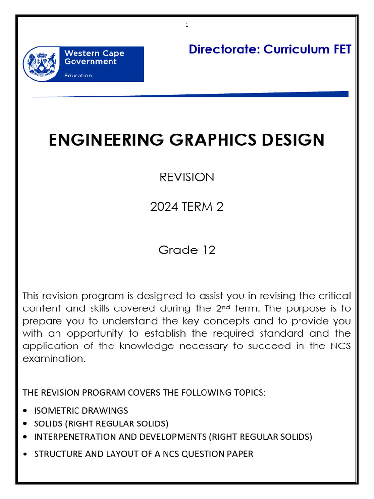 GR 12 Revision Engineering Graphics Design Term 2 2024 | PDF | Circle ...