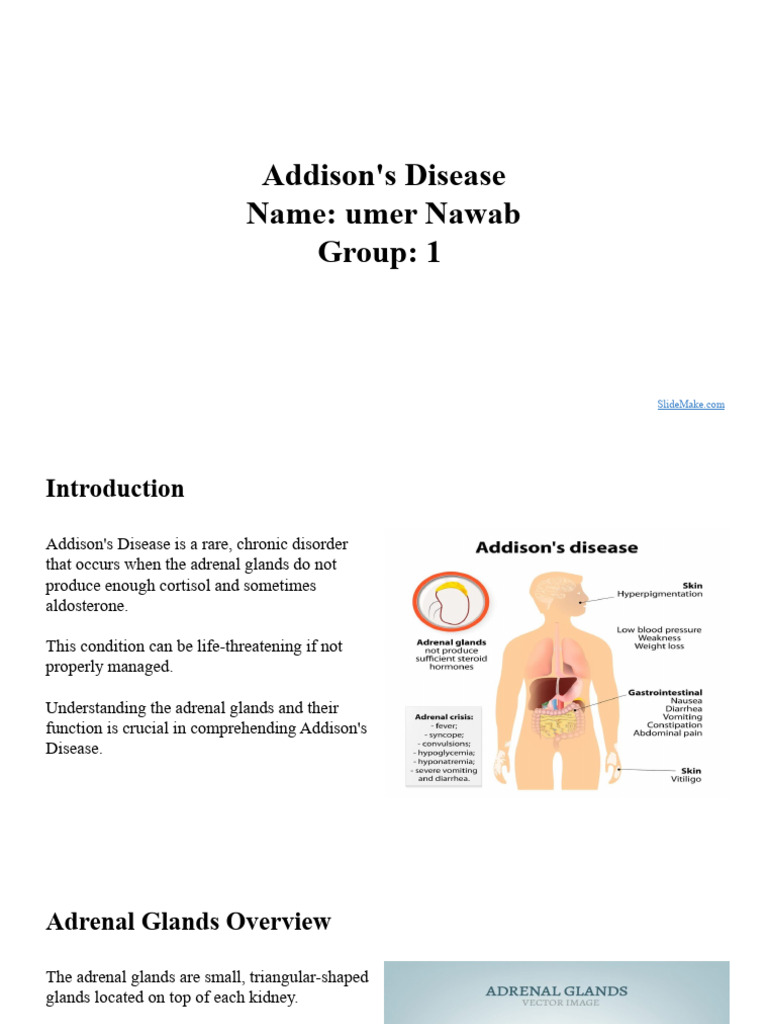 Addison's Disease (Umer Nawab) Group 1 | PDF | Adrenal Gland | Diseases ...