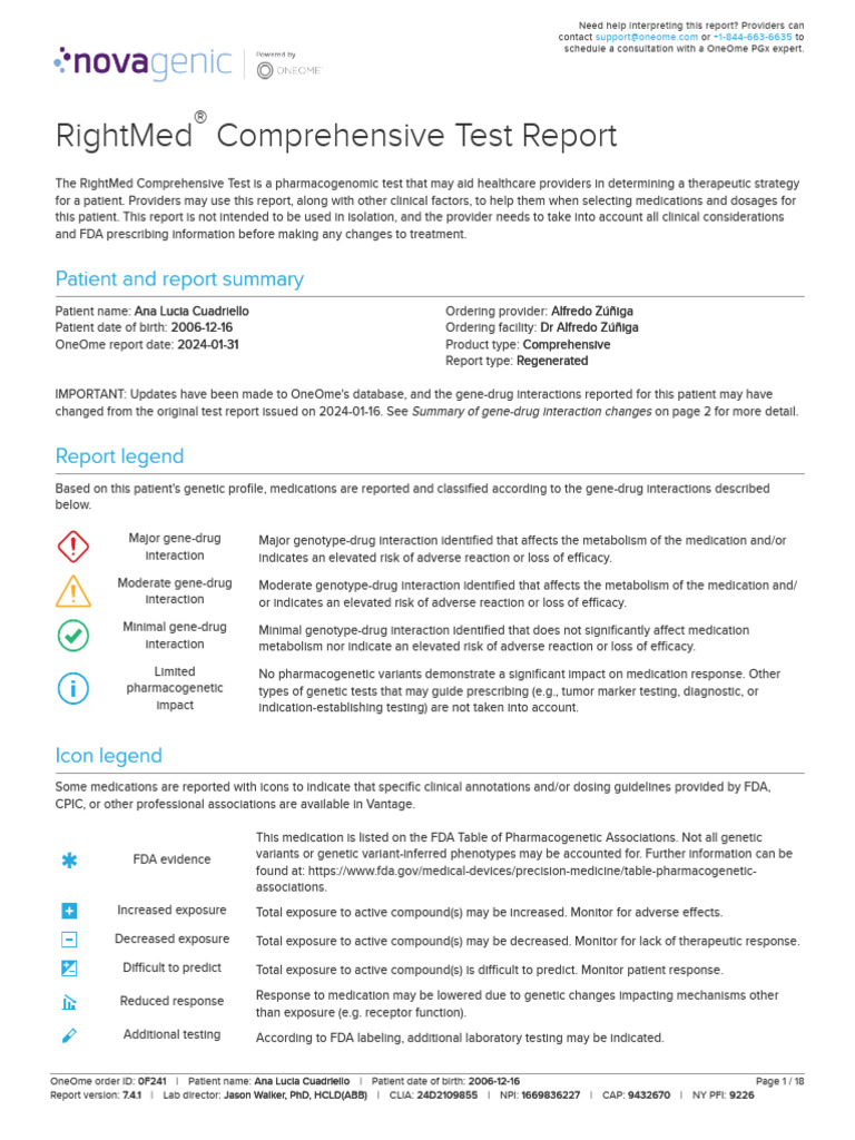 Oneome Report Latest 0F241 | PDF | Clinical Medicine | Medicinal Chemistry