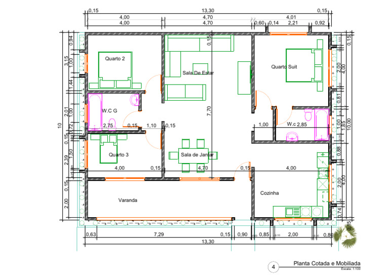 Planta Cotada e Mobiliada 1:100 | PDF