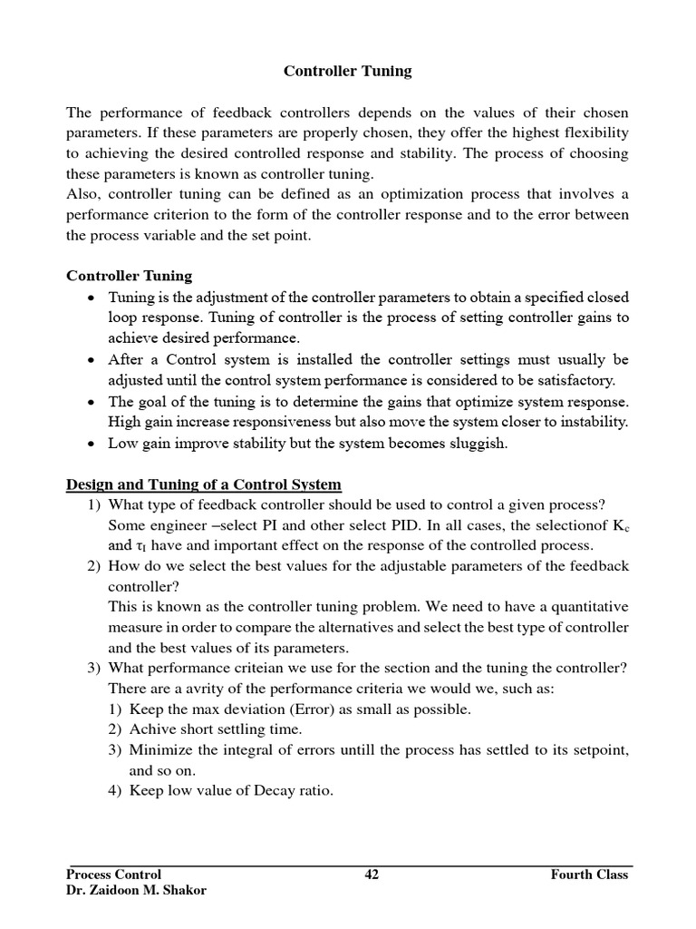 Lect 5 Contrioller Tuning | PDF | Control Theory | Mechanics