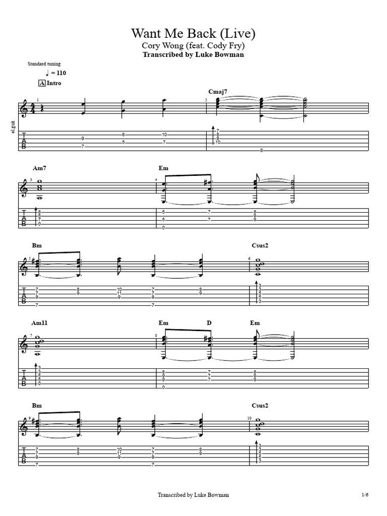 Want Me Back (Live) Final | PDF