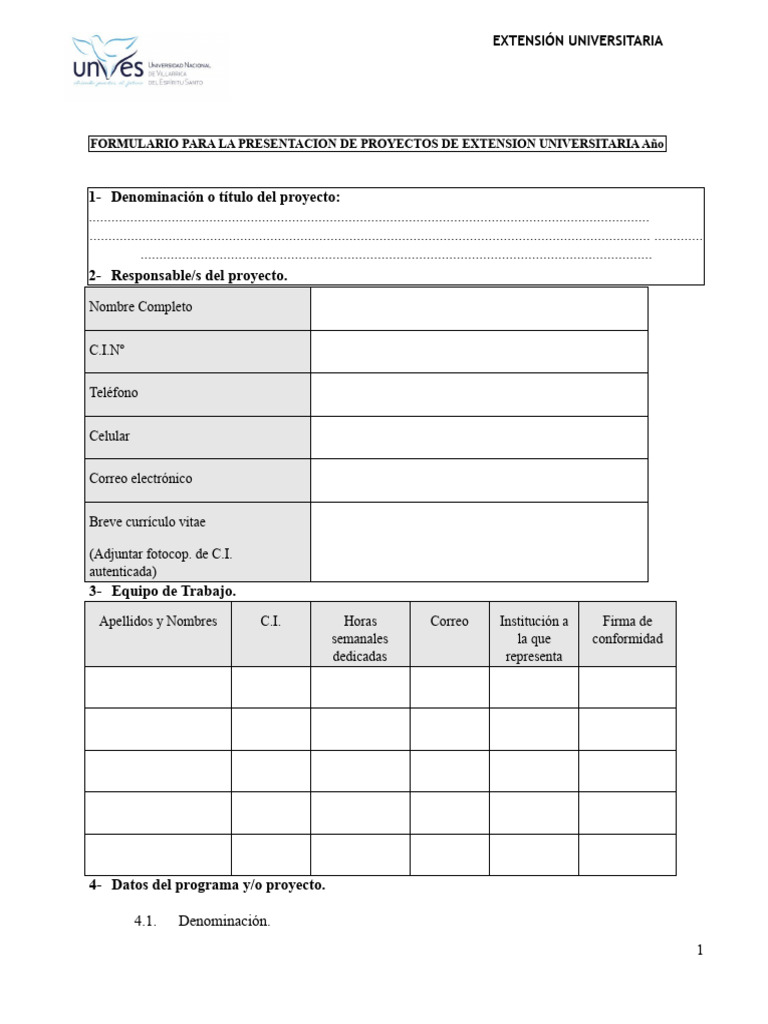 Presentación de Proyecto Para Extensión Univ. | PDF
