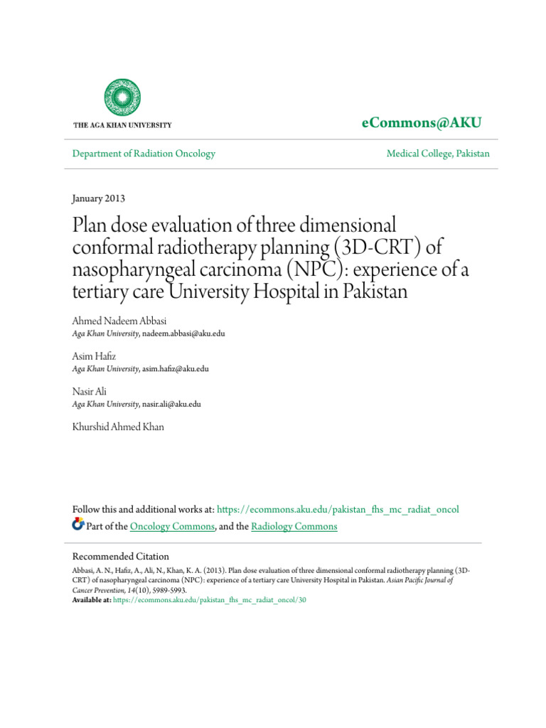 Plan Dose Evaluation of Three Dimensional Conformal Radiotherapy | PDF ...