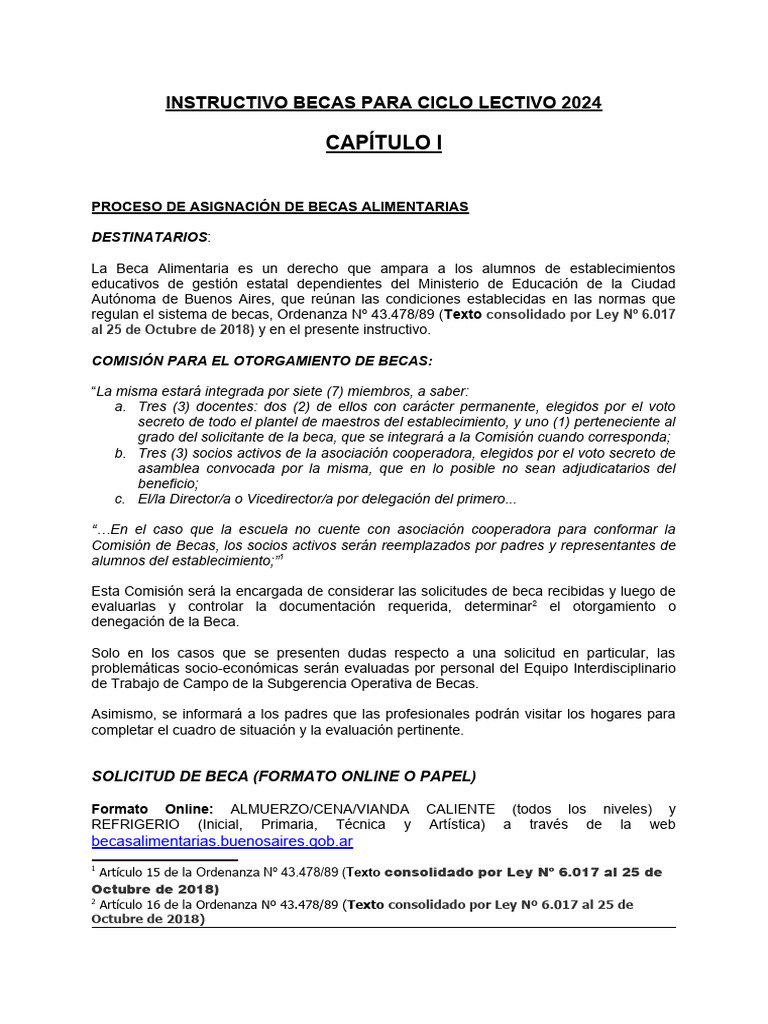 Archivo2-Instructivo de Analisis y Otorgamiento de La Beca Alimentaria 2024 | PDF | Finanzas y ...