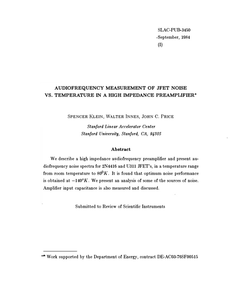 Af Jfet Noise Vs Temp Pdf Amplifier Field Effect Transistor