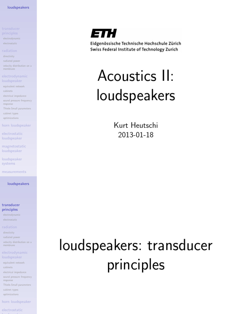 Acoustics_II_Loudspeakers | PDF | Loudspeaker | Electrostatics