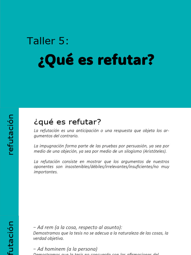Taller 5 Refutacion y Falacias | PDF | Falacia | Argumento