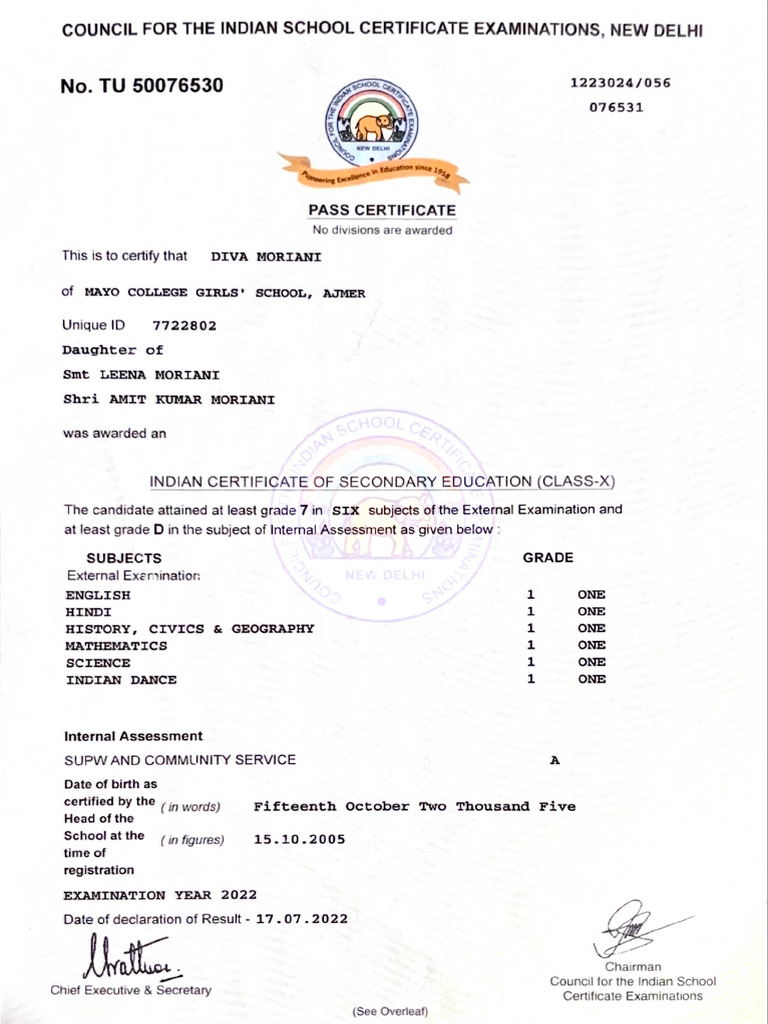 10th Pass Certificate | PDF