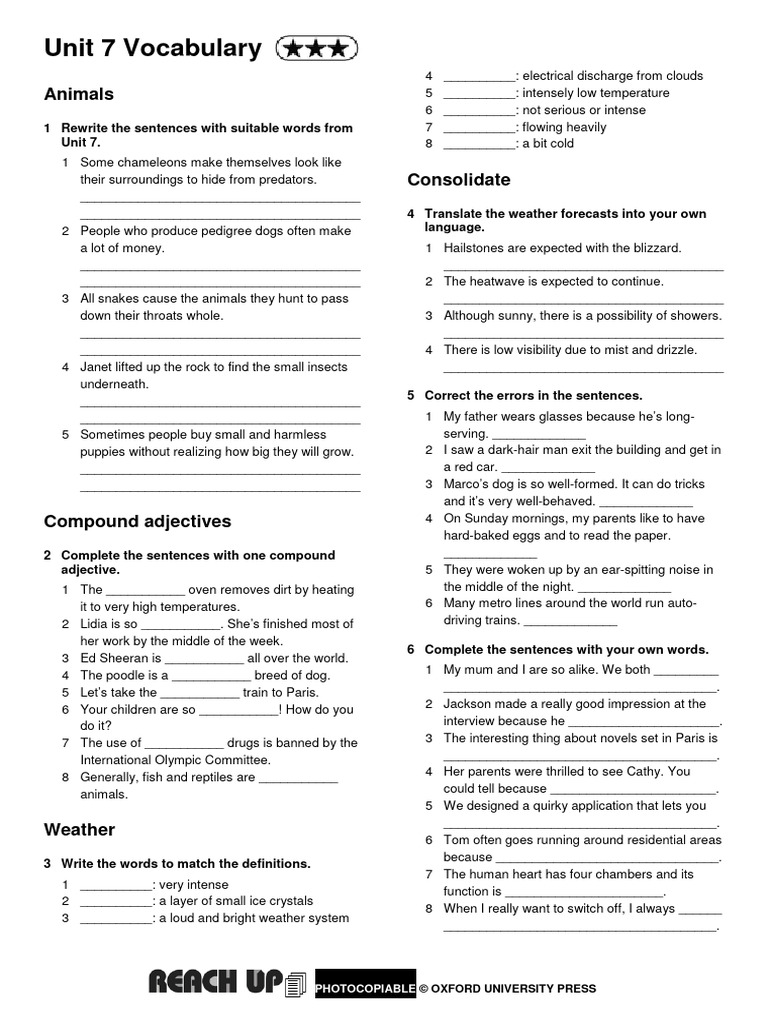Vocabulary Unit 7 3star | PDF | Language Arts & Discipline
