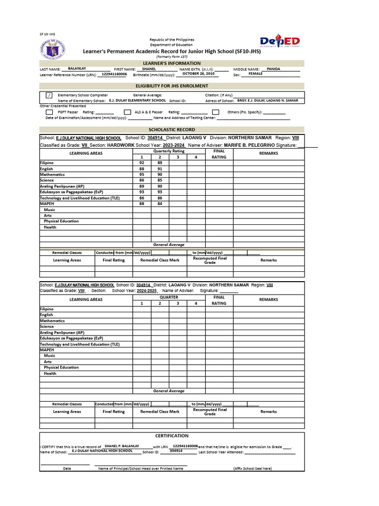 Balanlay, Shanel P. - 031614 | PDF | Educational Stages