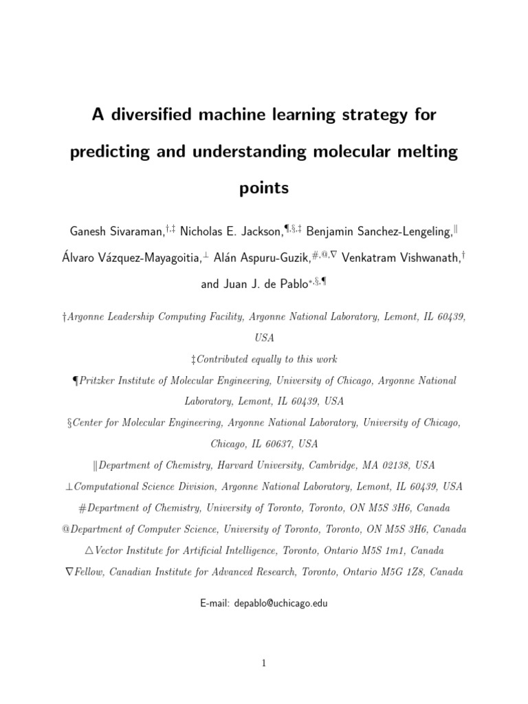A Diversified Machine Learning Strategy For Predicting and Understanding Molecular Melting ...