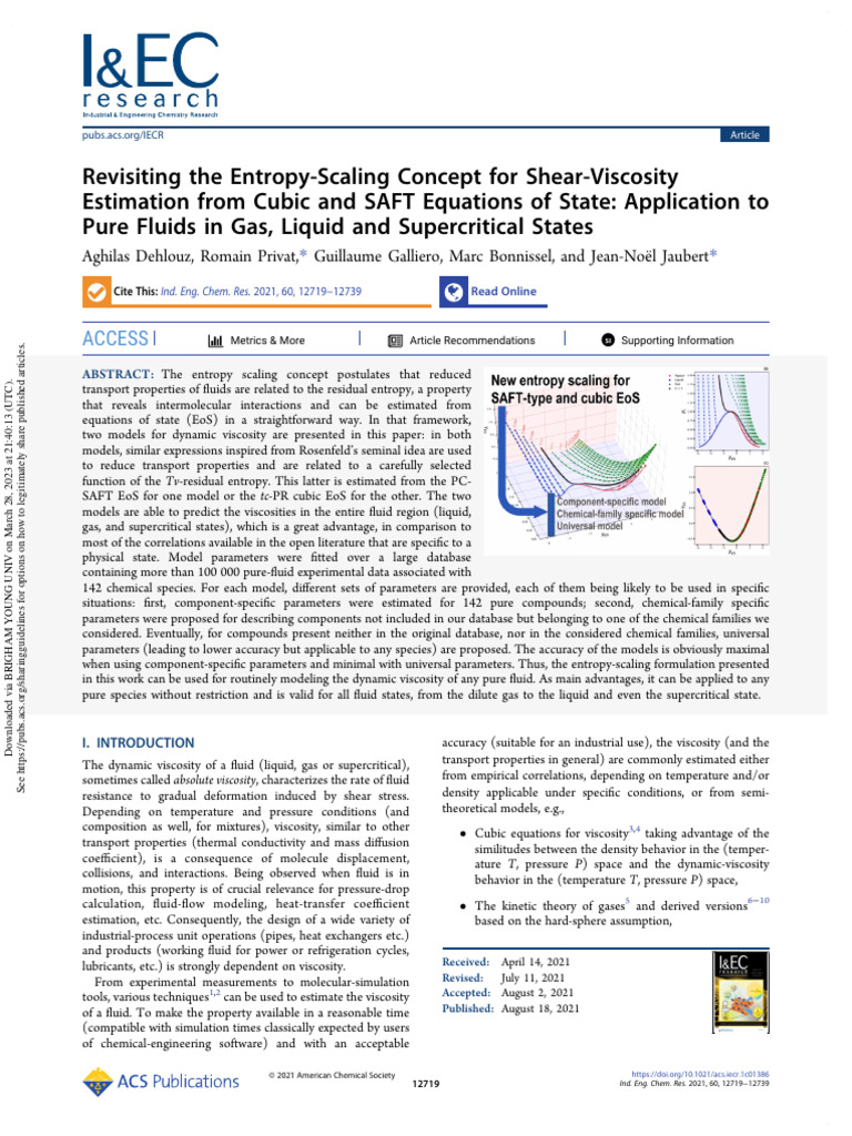 Revisiting Entropy Scaling For Shear Viscosity | PDF | Viscosity | Gases