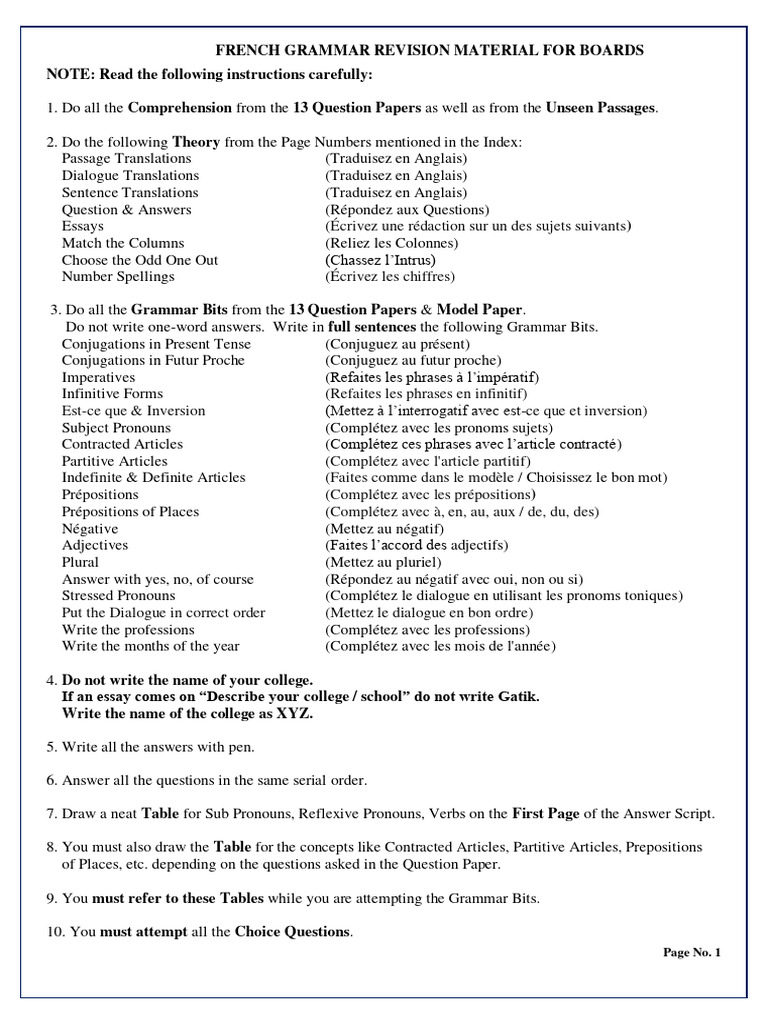 Révision Grammaire Française pour Examens | PDF | Paris