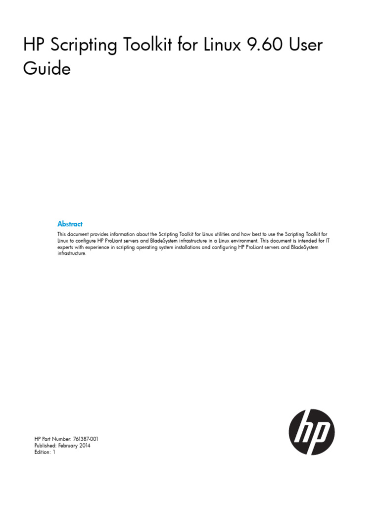 HPE - c04083434 - HP Scripting Toolkit 9.60 For Linux User Guide | PDF | Booting | Operating System