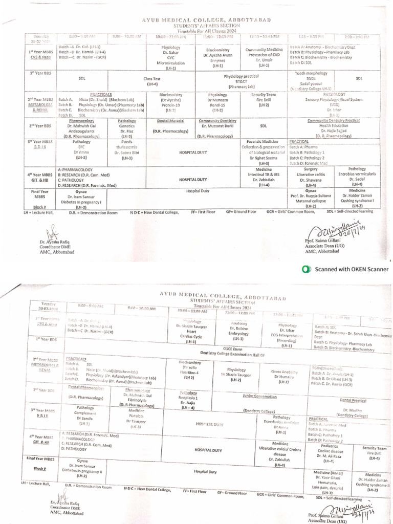 Timetable 29th August 2024 | PDF