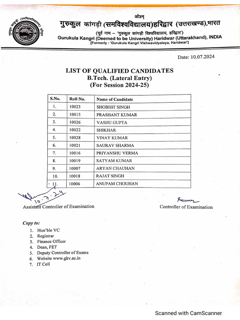 Result Btech Lateral Entry July 2024 Pdf