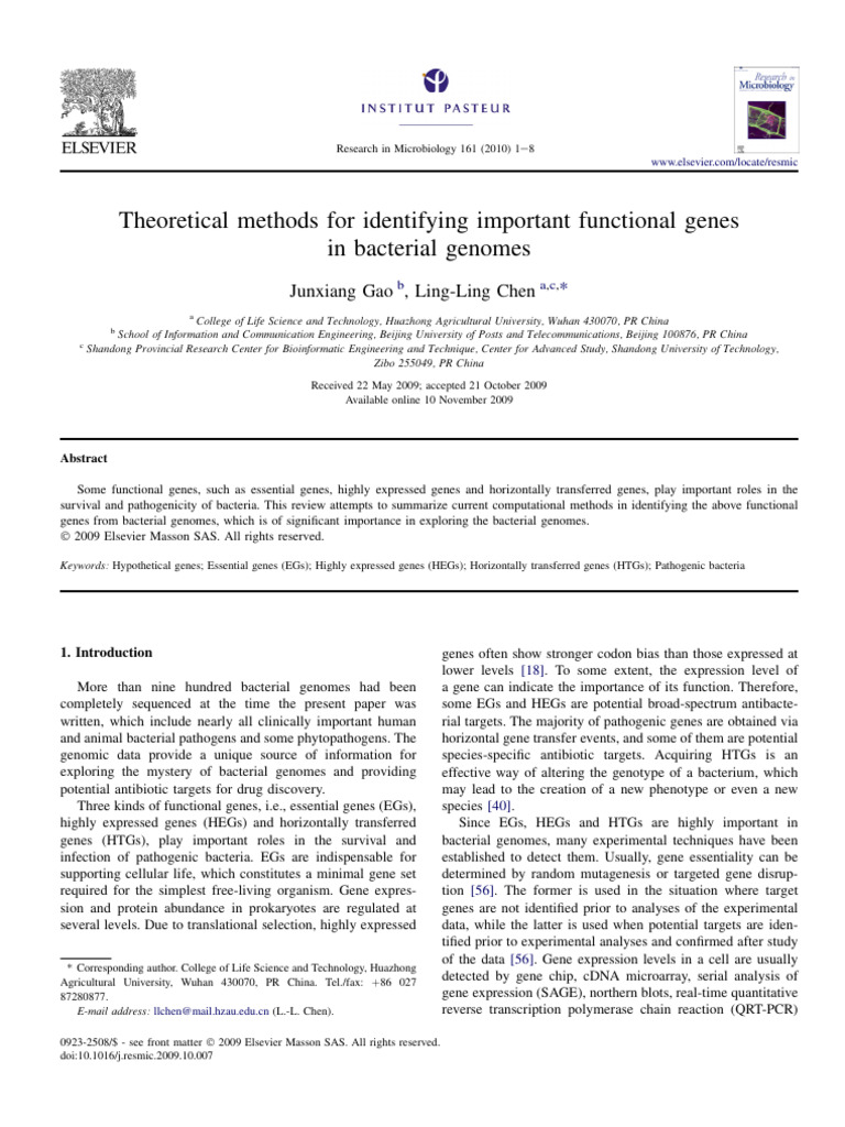 Gao2010 Theoretical Methods For Identifying Important Functional ...