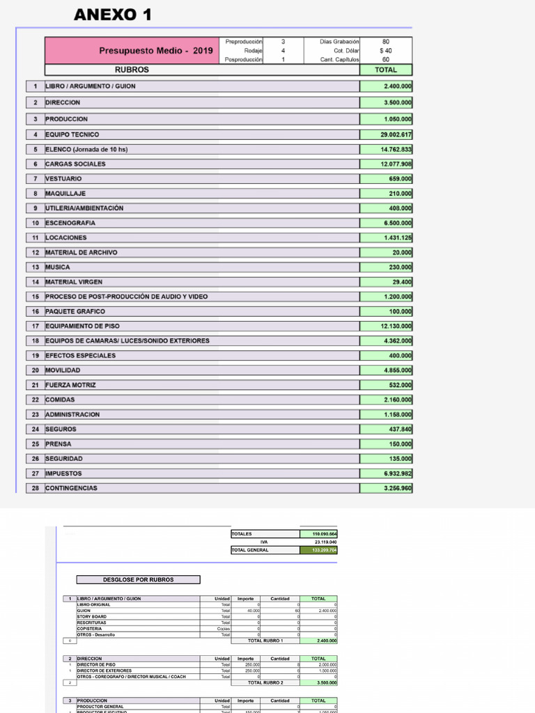 ANEXO 1 presupuesto tira | PDF