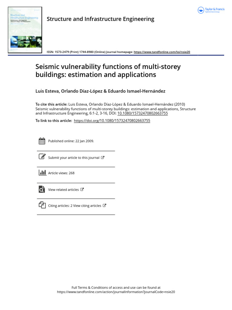 Seismic Vulnerability Functions Of Multi Storey Buildings Estimation