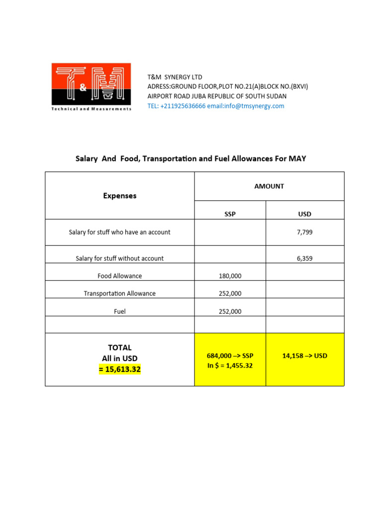 May Salary and Allowances Report | PDF