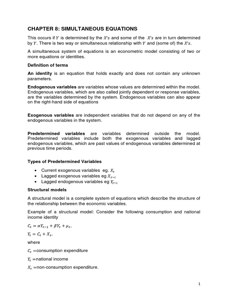 Chapter 8 Simultaneous Equations | PDF | Variable (Mathematics) | Mathematics