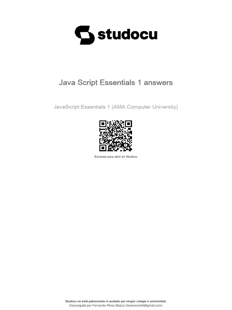 Java Script Essentials 1 Answers | PDF | Java Script | Software Java Script Essentials 1 Answers | PDF | Java Script | Software
