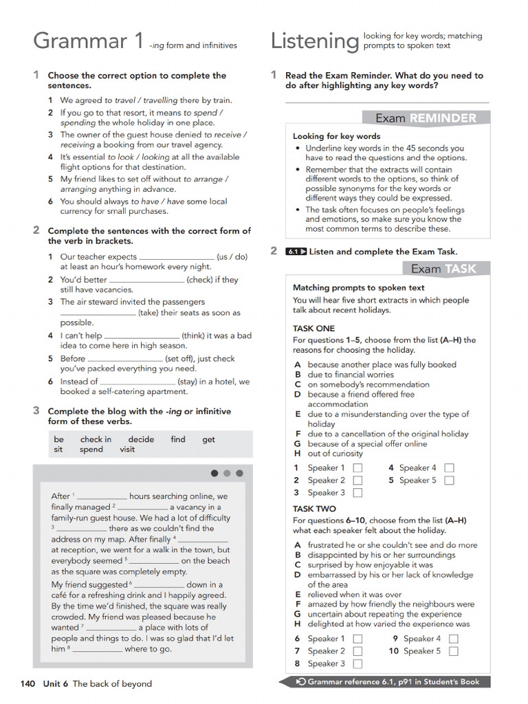 To infinitive & Ing - Worksheet | PDF