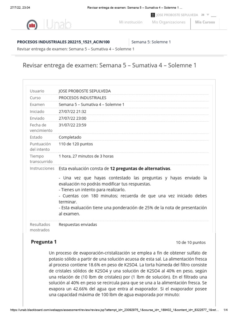 Revisar Entrega de Examen - Semana 5 - Sumativa 4 - Solemne 1 .. | PDF | Atmósfera de tierra ...