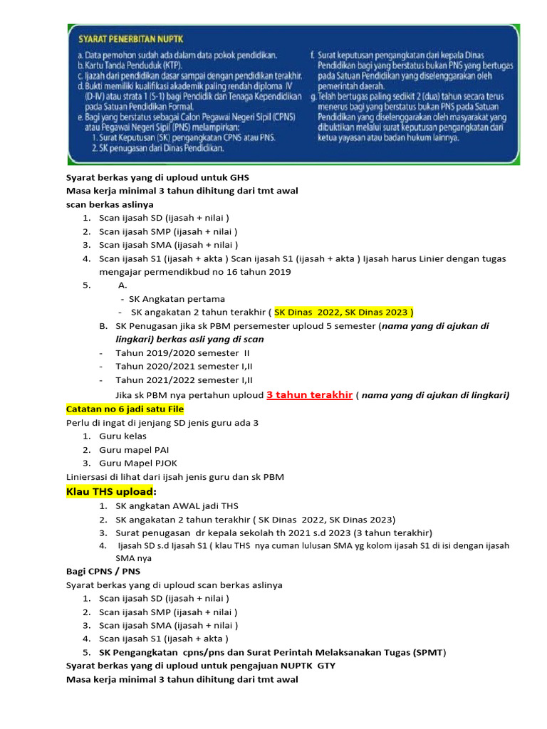 Syarat Berkas Yang Di Uploud Scan Berkas Aslinya 2023 | PDF