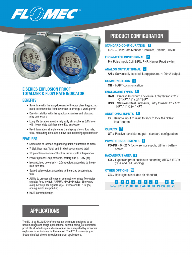 e-series-data-sheet | PDF | Flow Measurement | Bipolar Junction Transistor